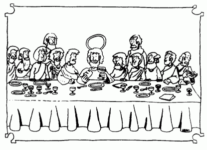 Desenhos da Santa Ceia para colorir